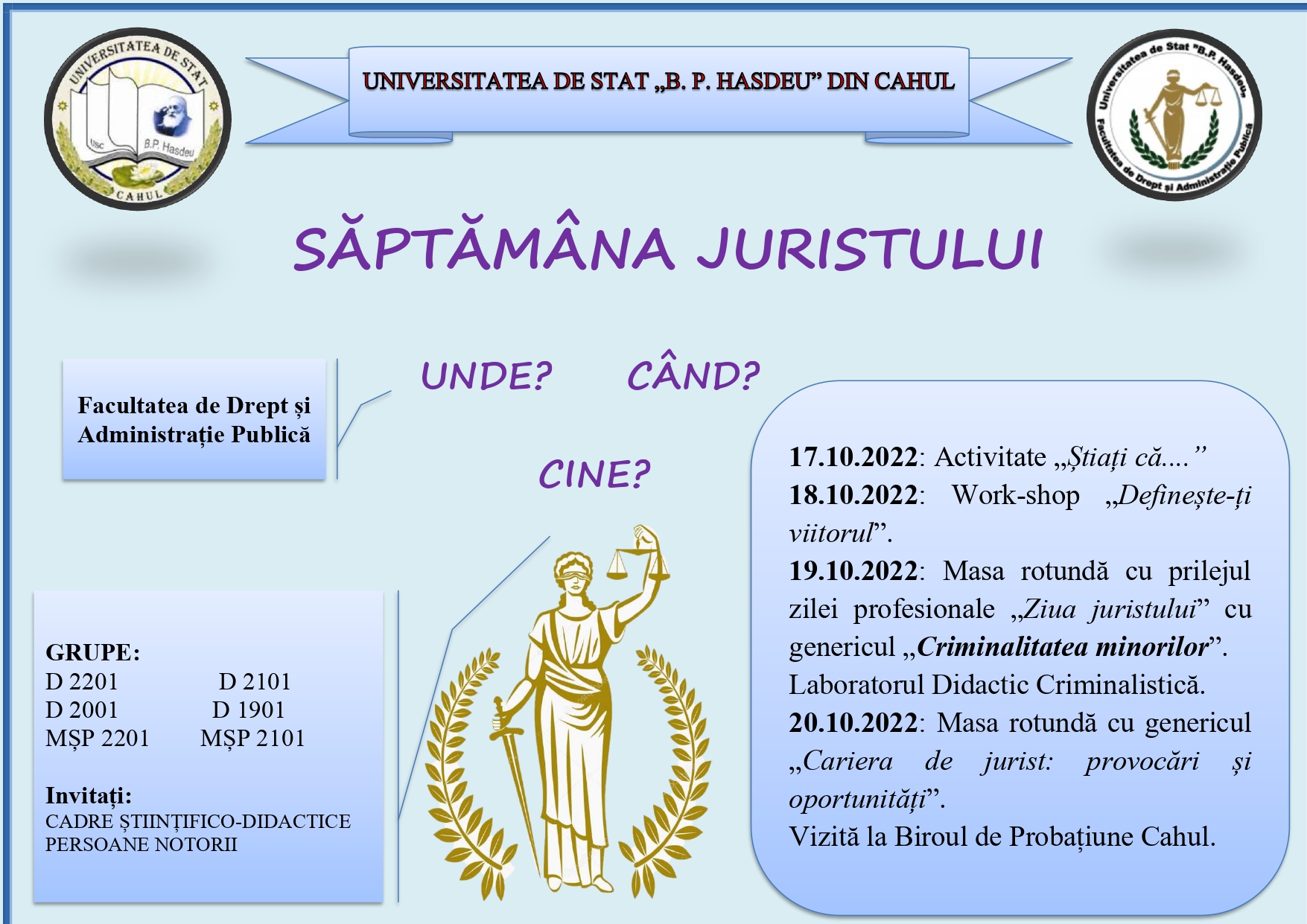 Săptămâna Juristului — Universitatea de Stat "Bogdan Petriceicu Hasdeu ...